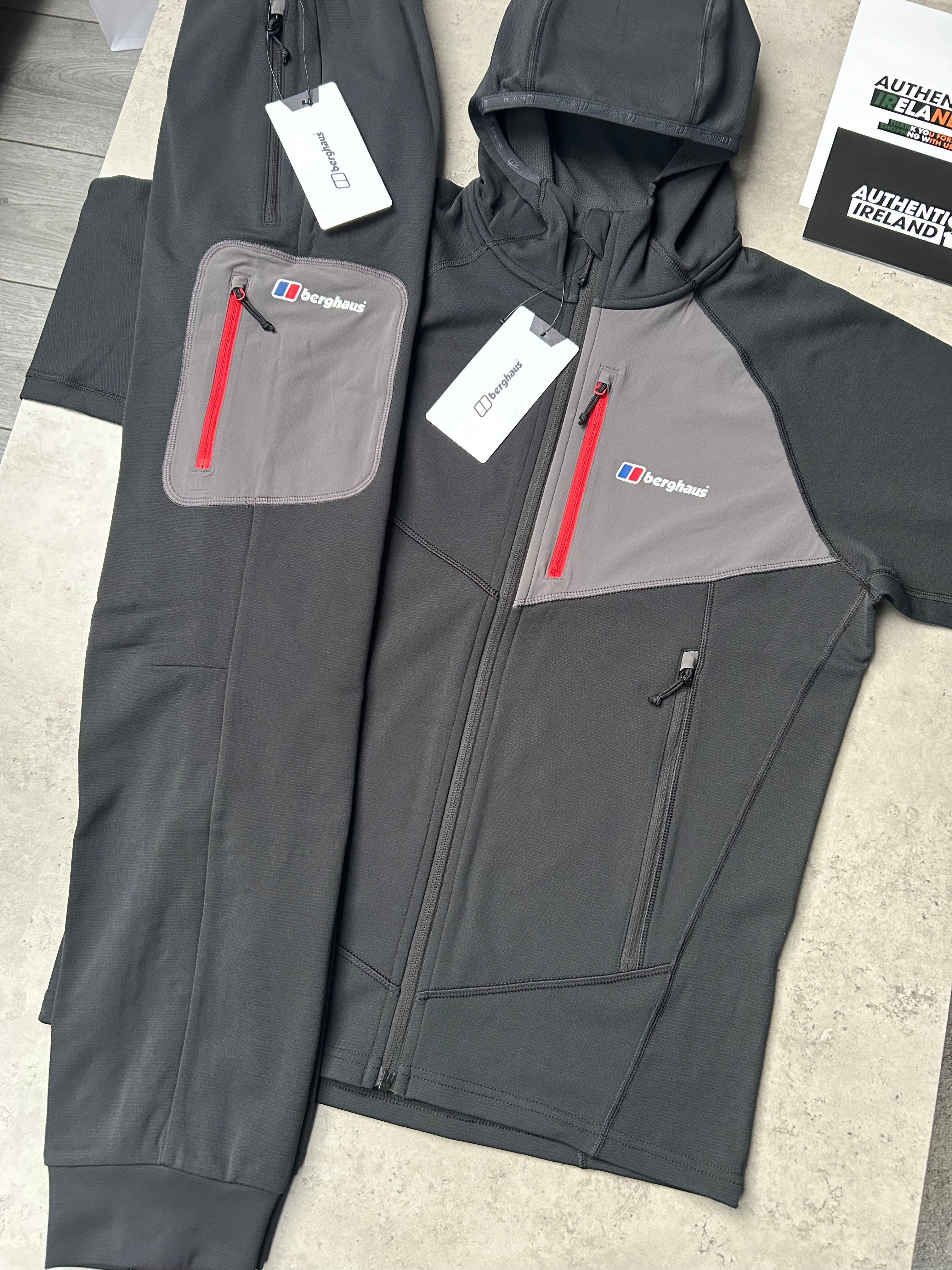 BERGHAUS FLEECE TRACKSUIT - BLACK/GREY/RED – Authentic Ireland