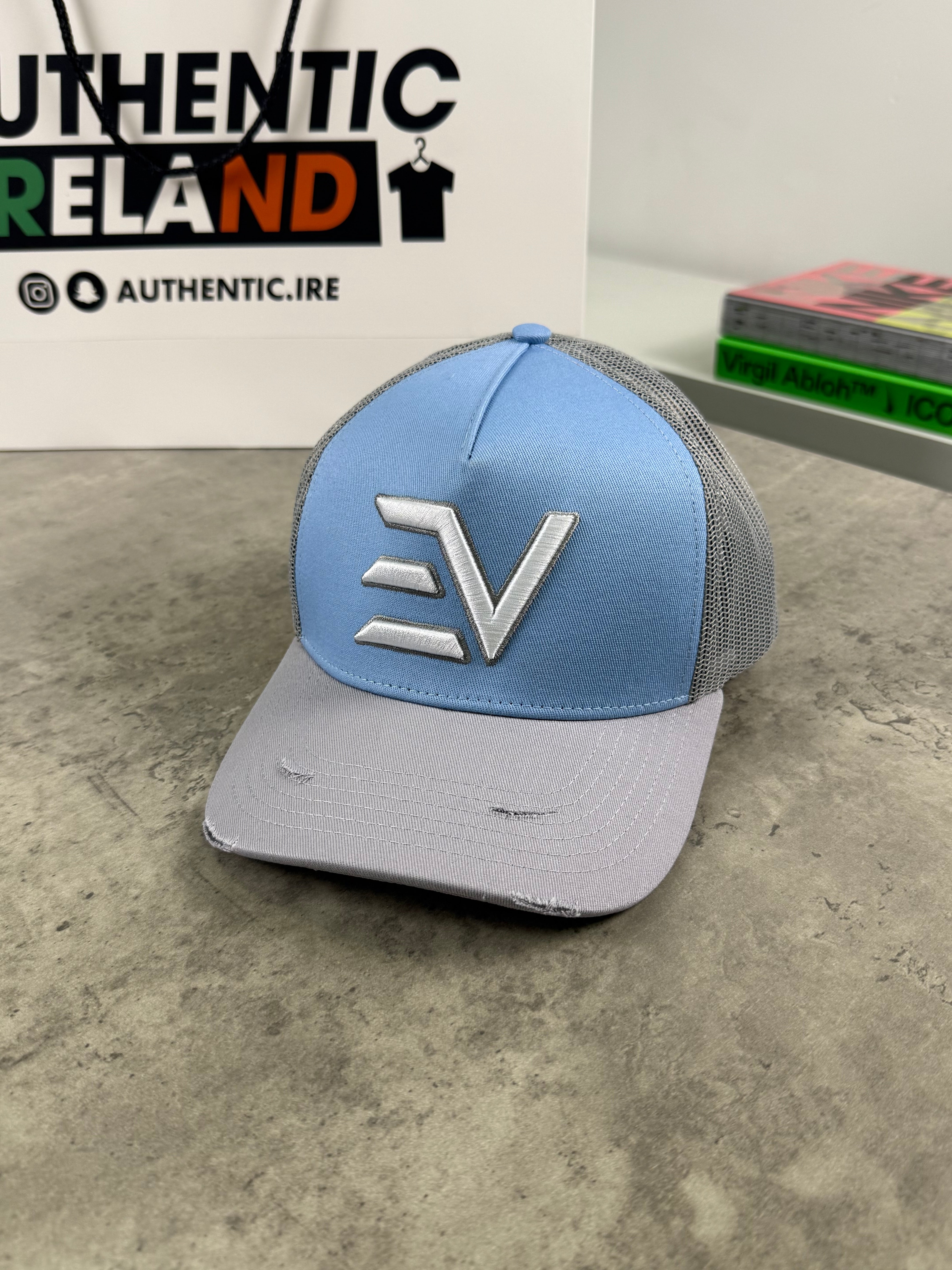 ENVI TRUCKER HAT - GREY/BABY BLUE – Authentic Ireland